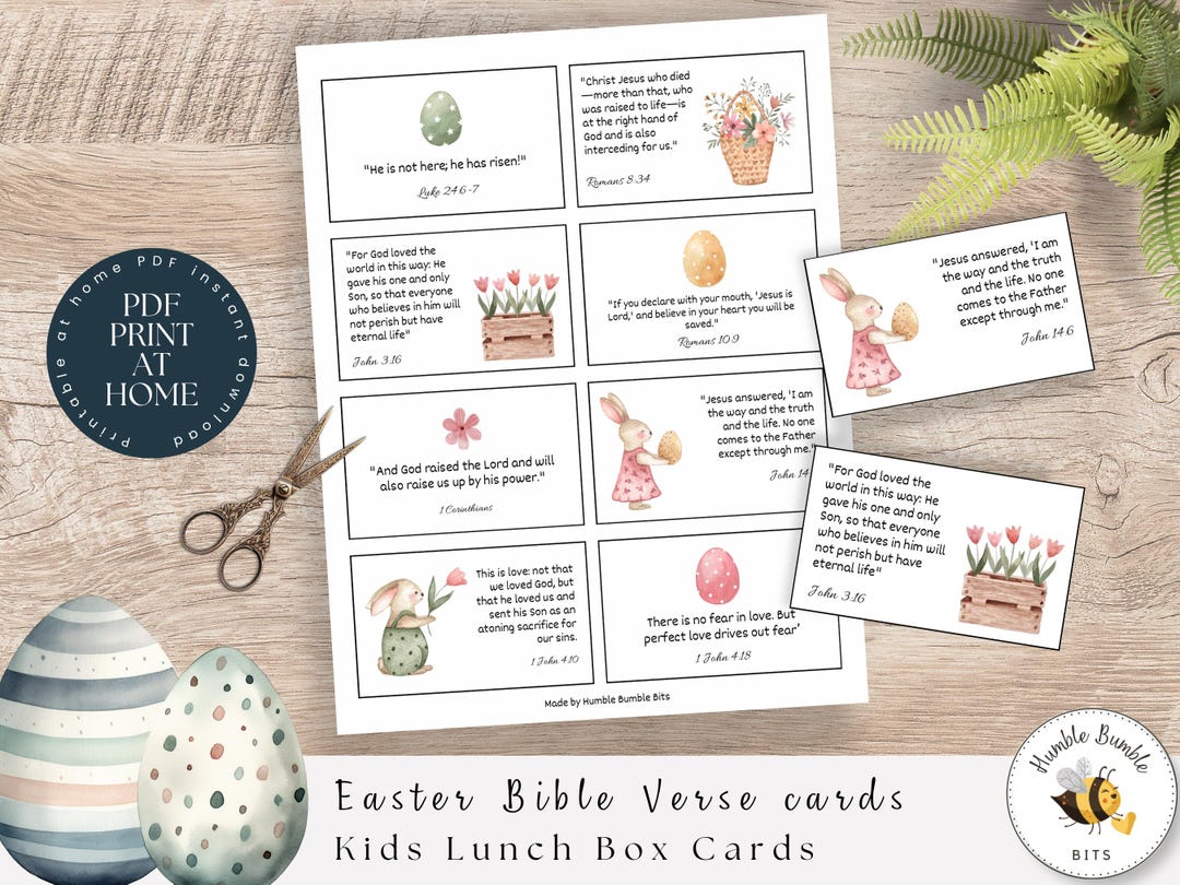 Easter Bible Verse Cards | Printable Scripture Cards for Kids ...