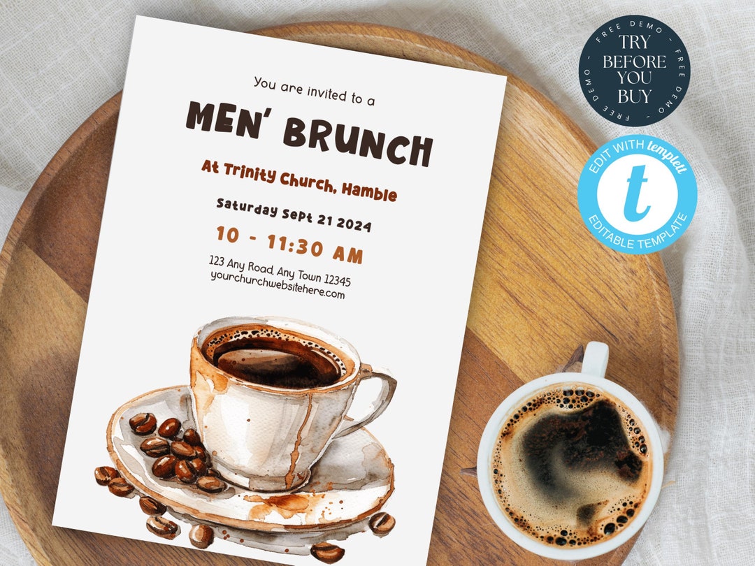 Men’s Brunch Invite | Men’s Fellowship Group | Church Poster | Bible ...