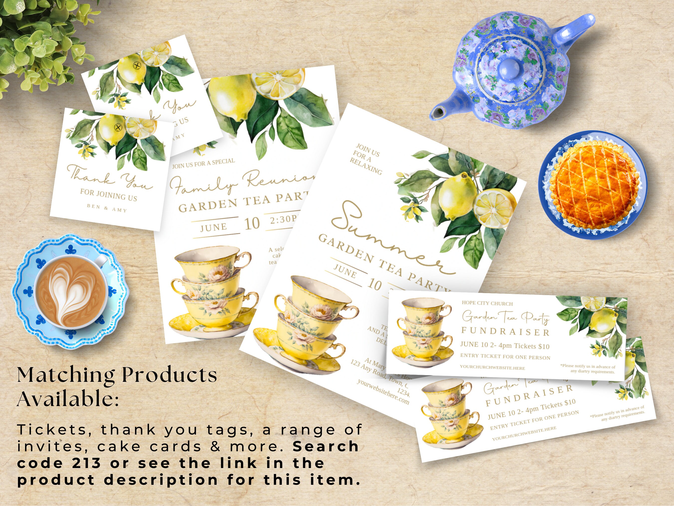 Afternoon Tea Birthday Party Invite | Citrus Lemon Invitation | Lets ...
