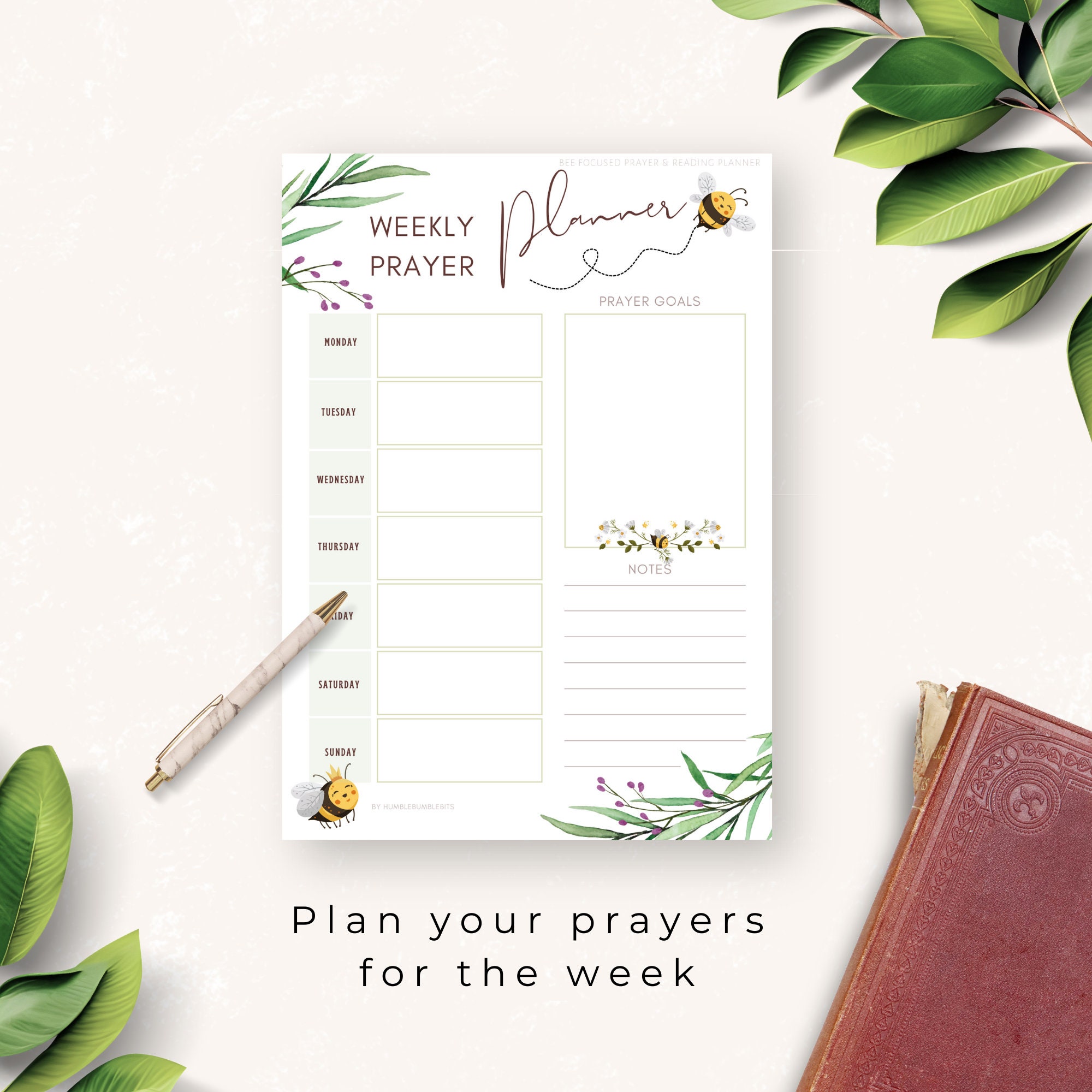 Weekly Prayer Planner Christian Faith Planner Habit Tracker Goals ...