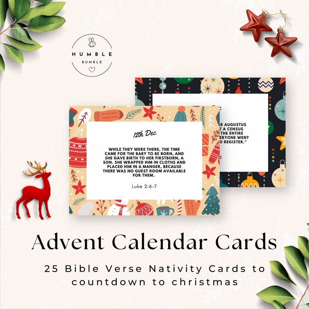 Printable Advent Calendar Christmas Bible Verse Instant Download Bible ...