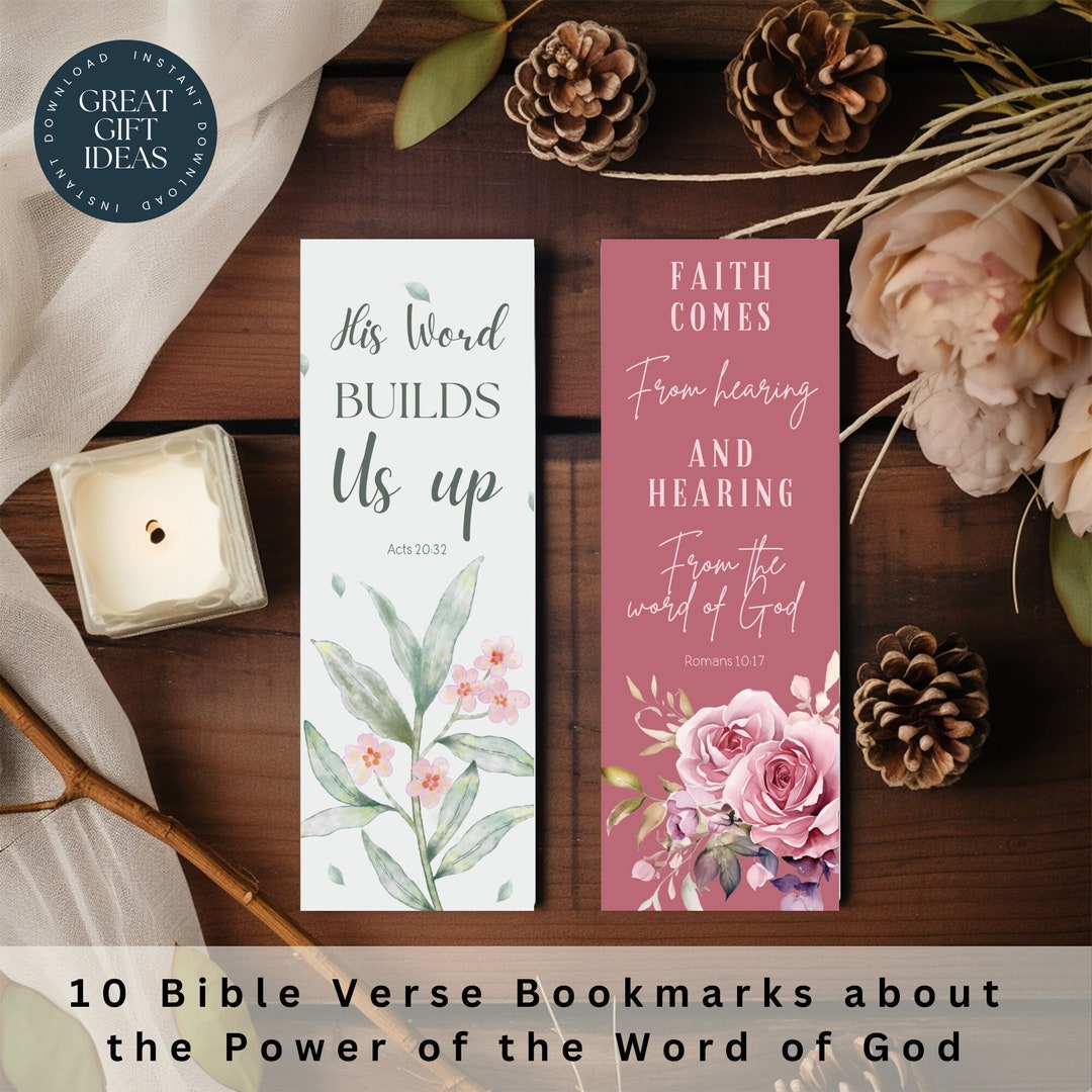 10 Bible Verse Bookmarks | Printable Scripture Bookmark Set | Christian ...