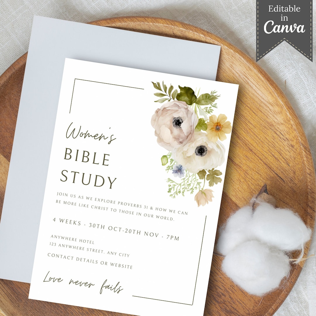 Delicate Floral Woman’s Bible Study Invite | Editable Invite | Church ...