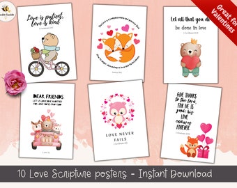 Printable Valentines, Bible Verse, Love Scripture Cards - Etsy