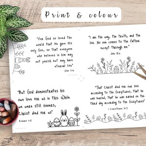 12 Easter Bible Verse Cards, Easter Coloring Activity, Printable Kids ...