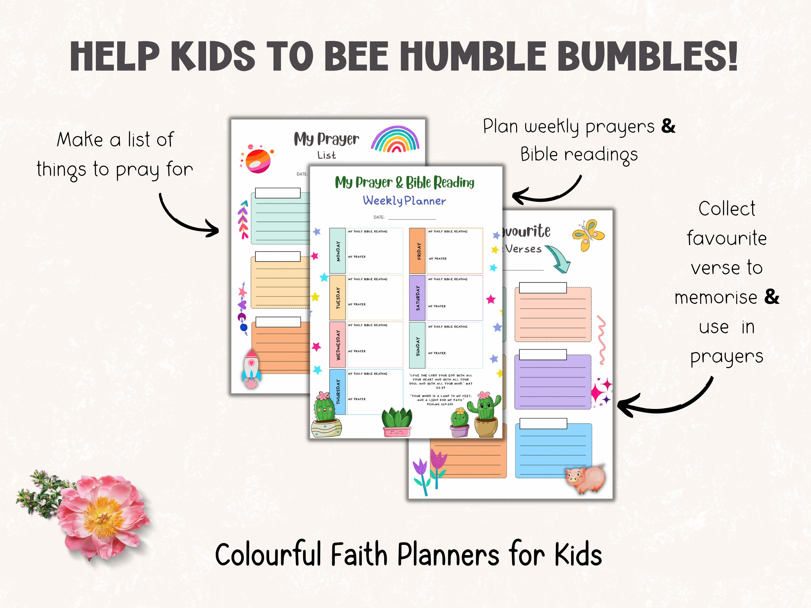 Colourful Faith Planner Bundle for Kids Faith Planner Prayer Planner ...