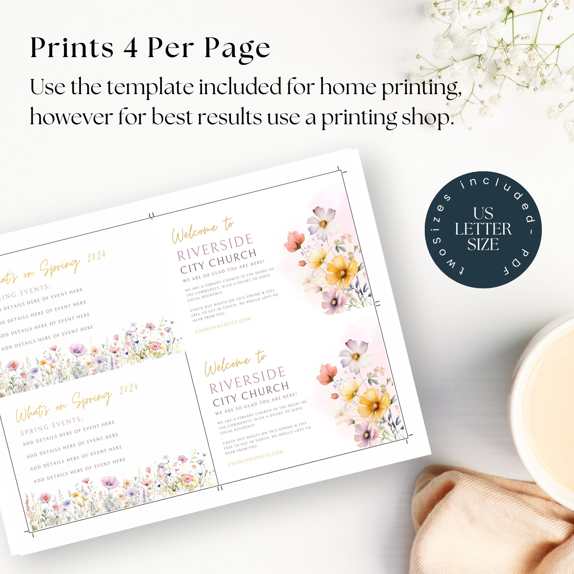 Spring Church Welcome Card Template | Digital Download | Editable ...