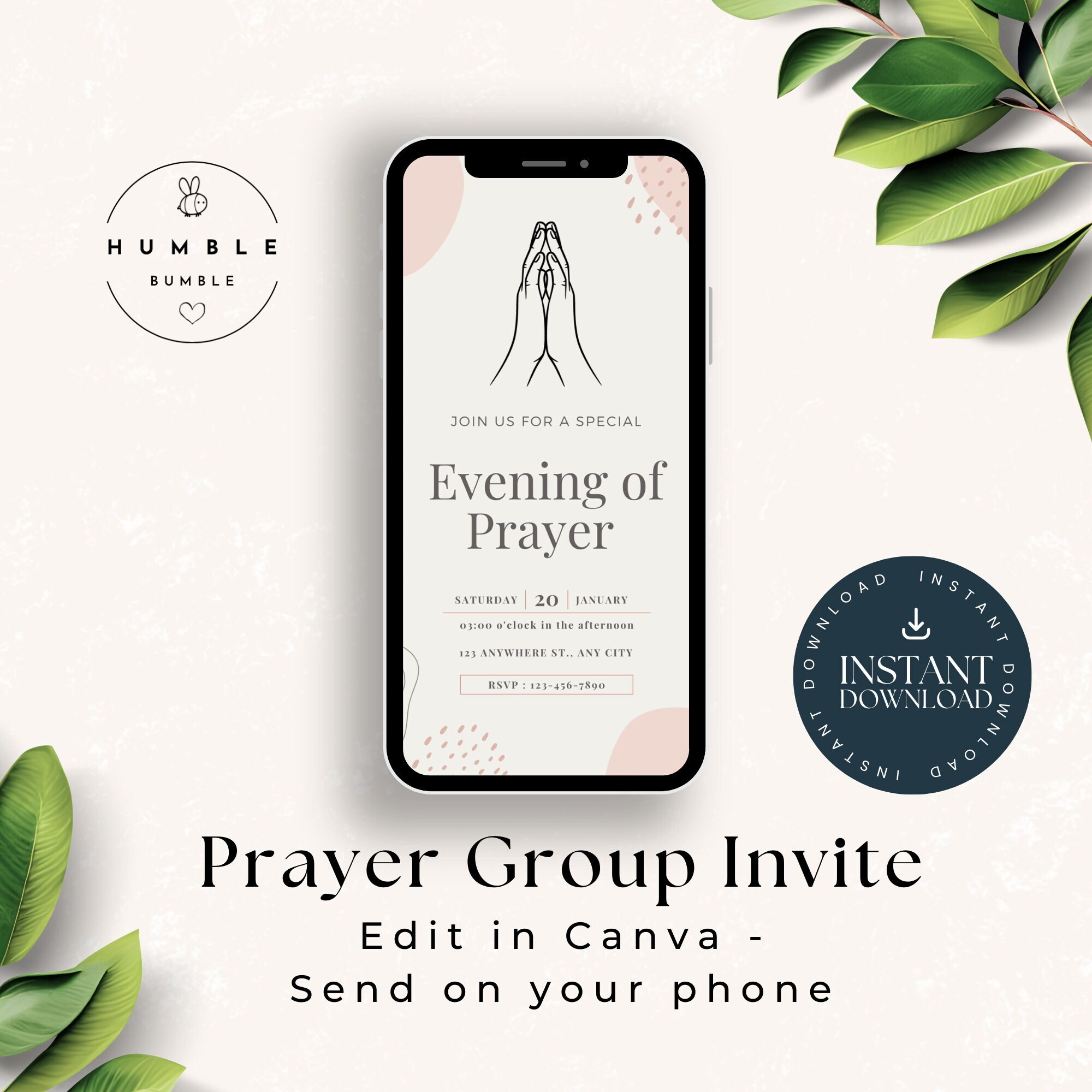 Prayer Event Editable Phone Invite Bible Study Invite Editable ...