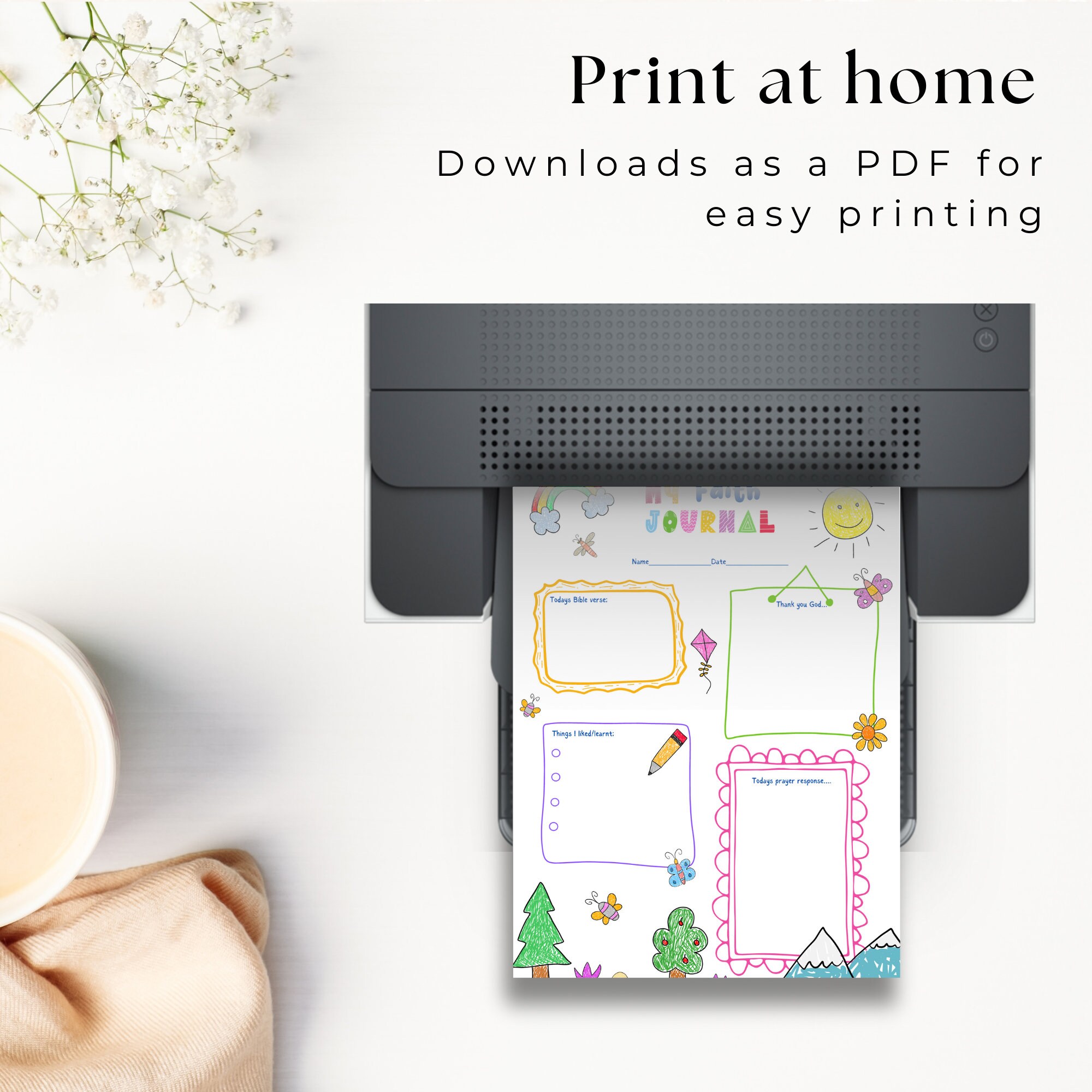 Faith Journal Worksheet for Kids | Devotional Activity | Faith Planner ...