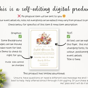 Editable Afternoon Tea Invitation | Women’s Tea Party Invitation ...