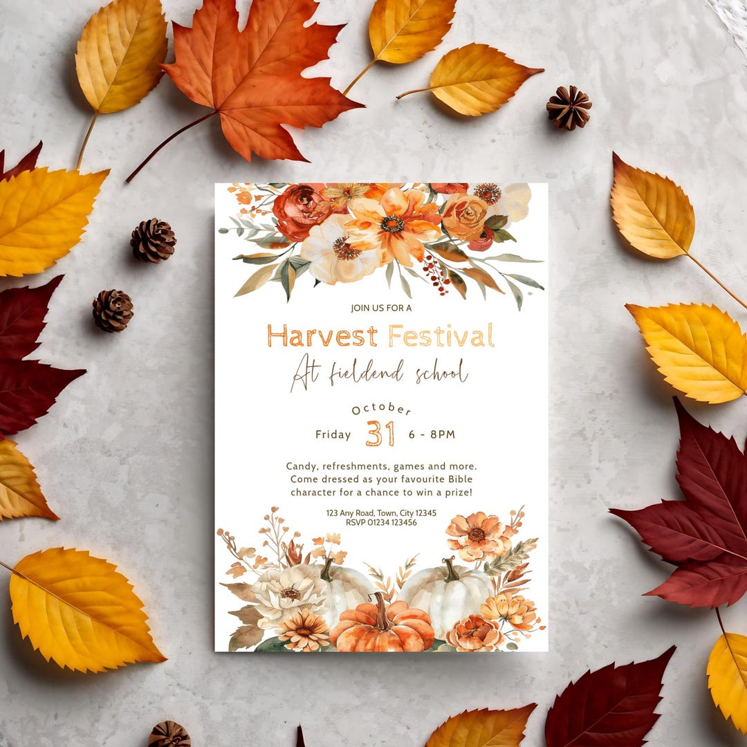 Fall Harvest Festival Flyer | Autumn School Event Invitation ...