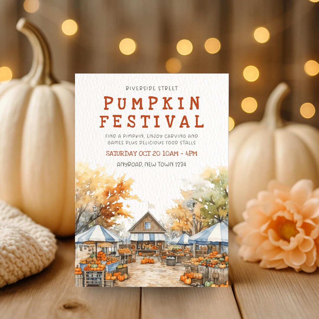Pumpkin Festival Flyer | Fall Harvest Fair Invitation | Autumn Craft ...