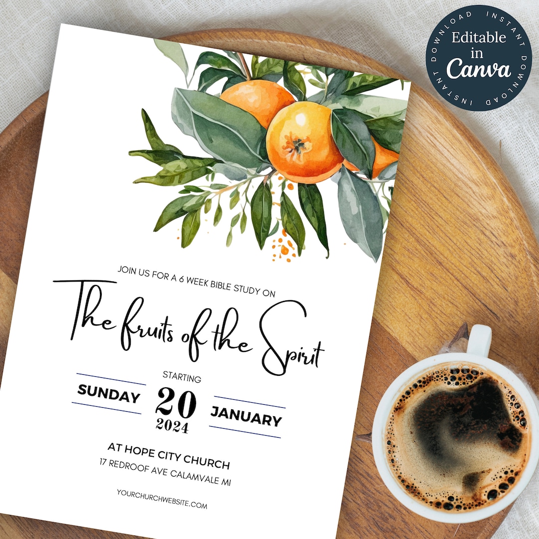 Citrus Editable Bible Study Invite | Church Group Invitation | Small ...