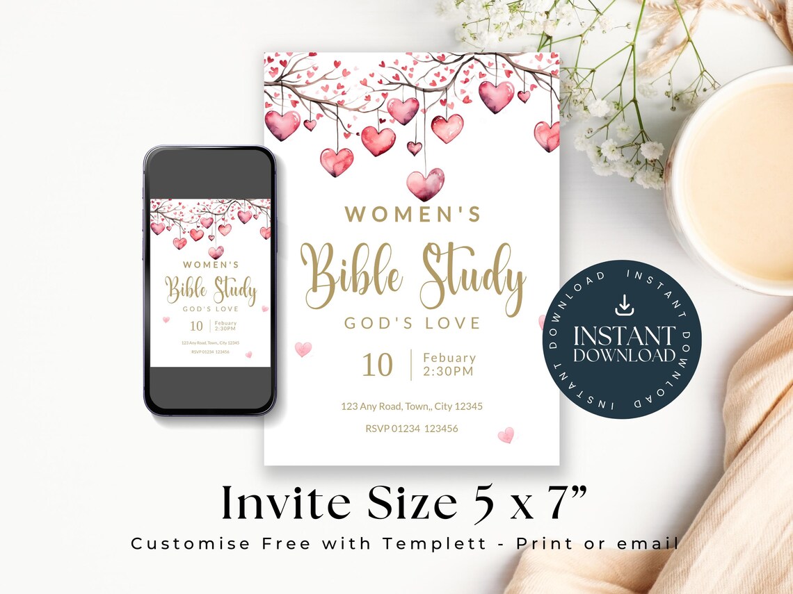 Women’s Bible Study Invitation Template | Editable Bible Study Invite ...