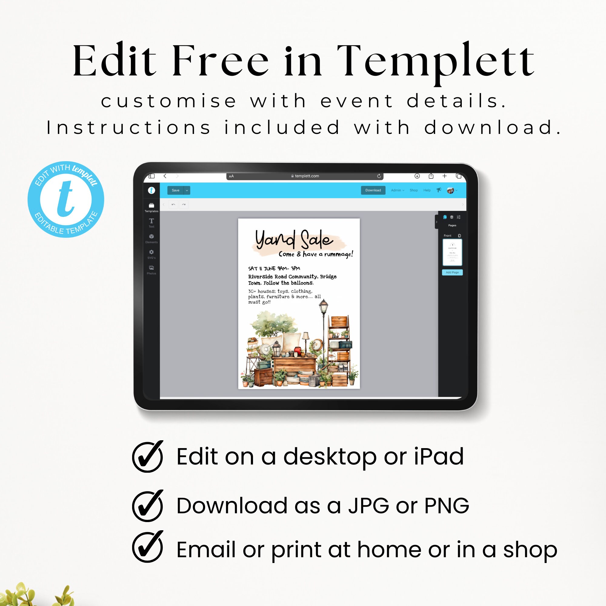 Editable Rummage Sale Yard Sale Flyer Editable Garage Sale Template ...