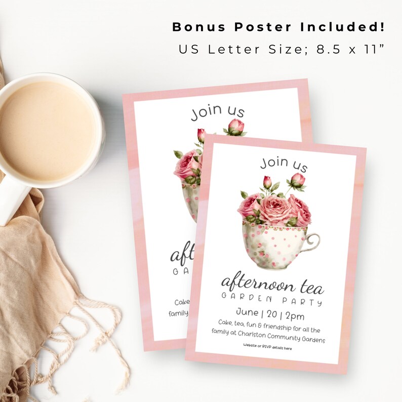Pink Afternoon Tea Invitation | Garden Tea Party Invite | High Tea ...