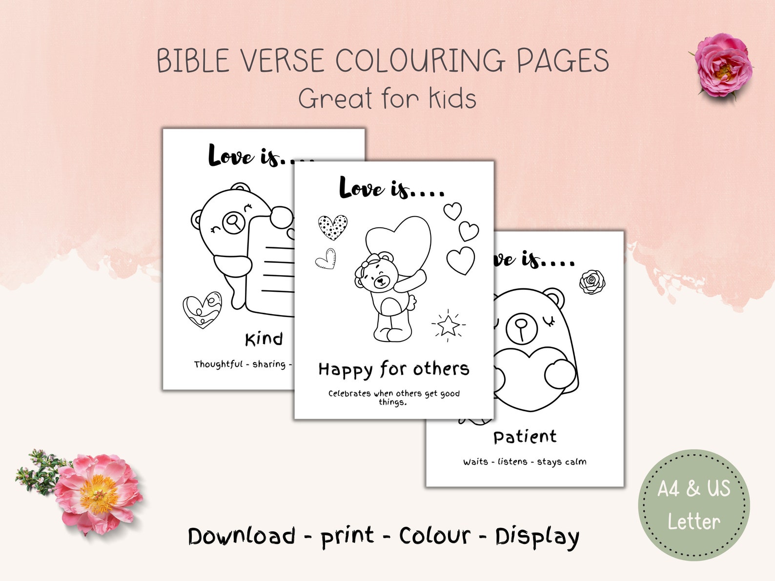Bible Verse Valentines Colouring Pages for Kids, Christian Valentines ...