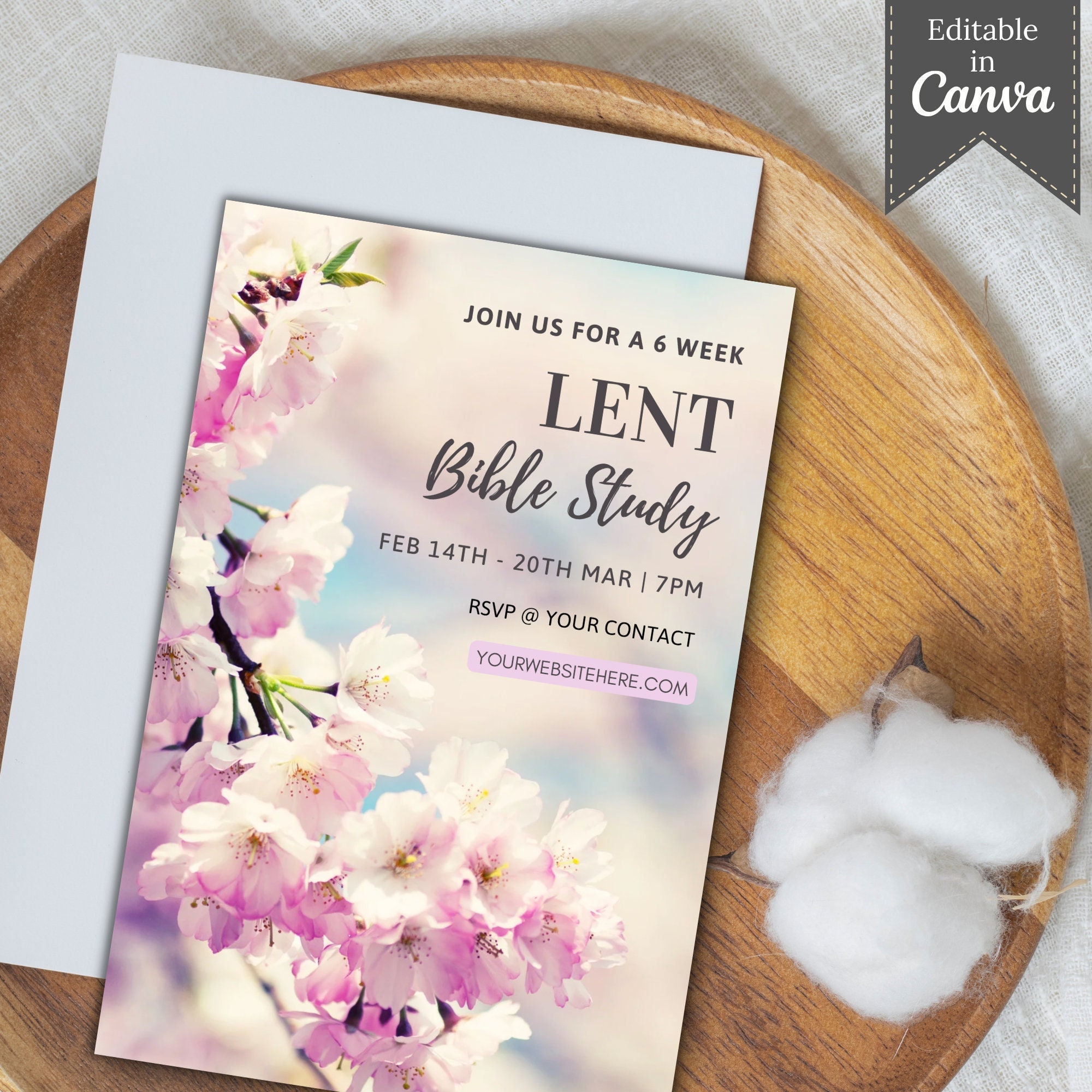 Lent Bible Study Invite Editable Flyer Church Group Evite Invite ...