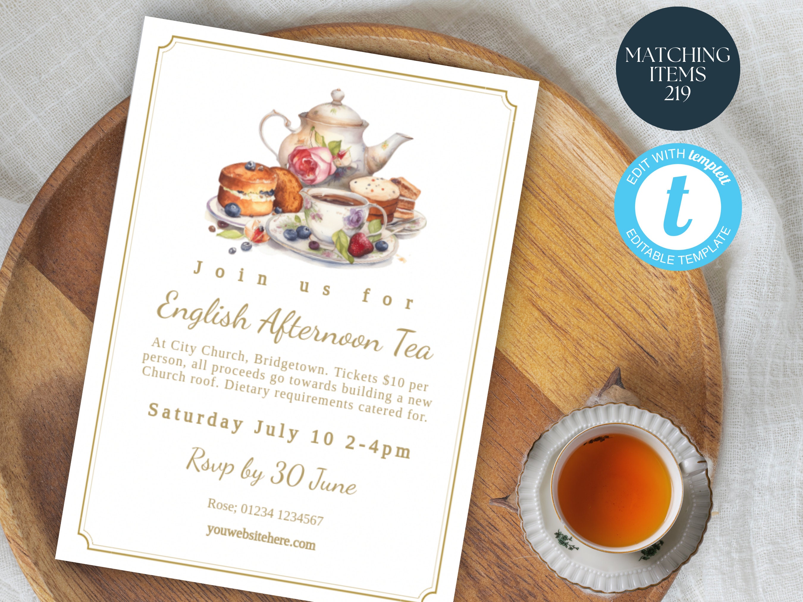 Classic Afternoon Tea Menu Template Editable High Tea Menu Printable ...