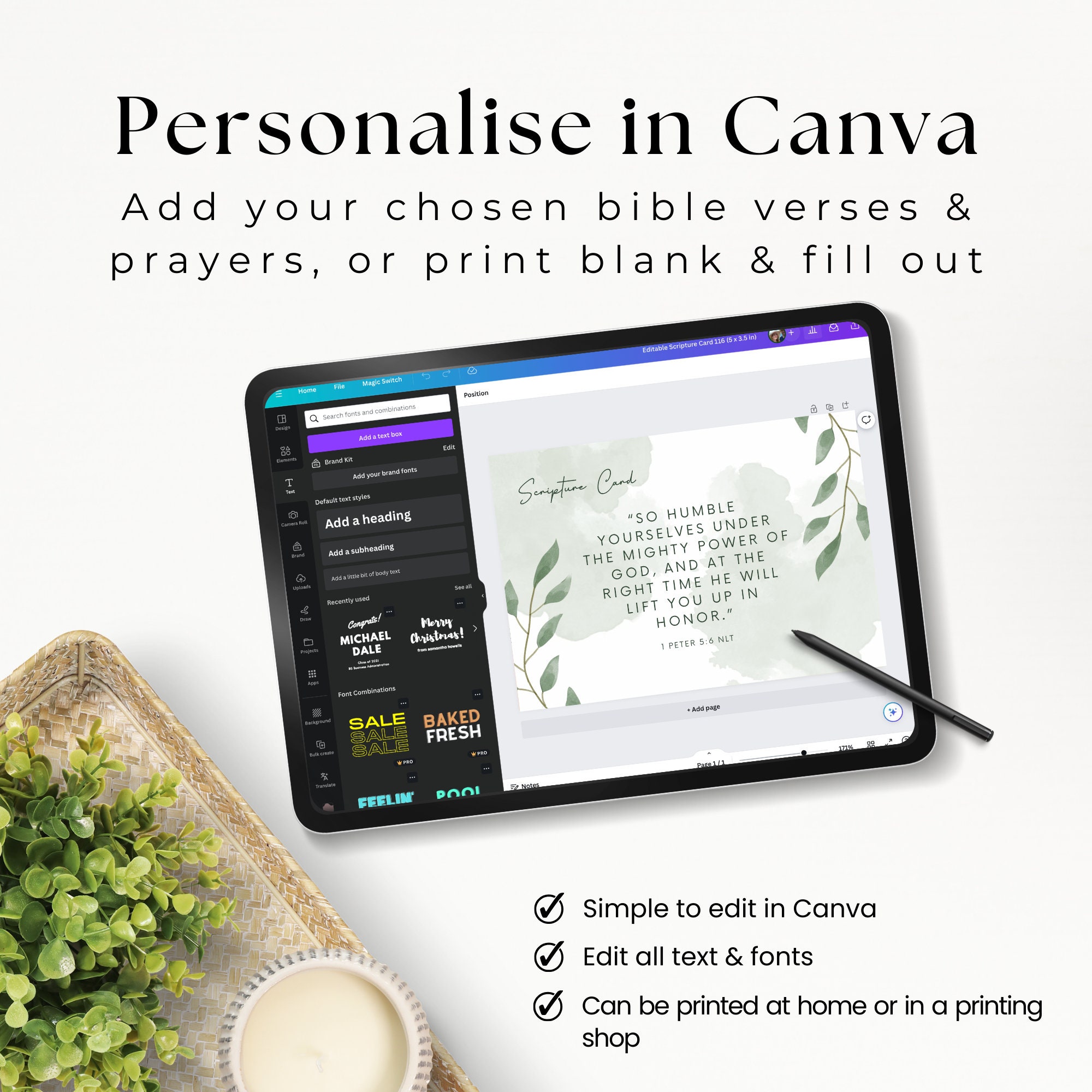 Editable Scripture Cards | Bible Verse Card | Prayer Card ...