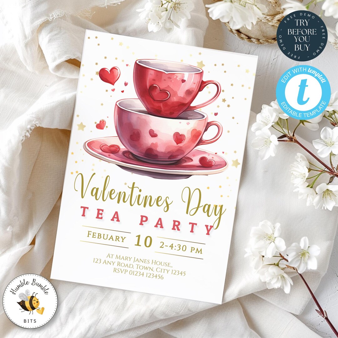 Editable GALENTINES Day Invite | Ladies Tea Party | Valentine's Tea ...