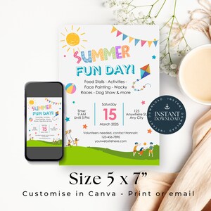 Summer Fun Day Editable Invite | Church Event | 4th of July Party ...