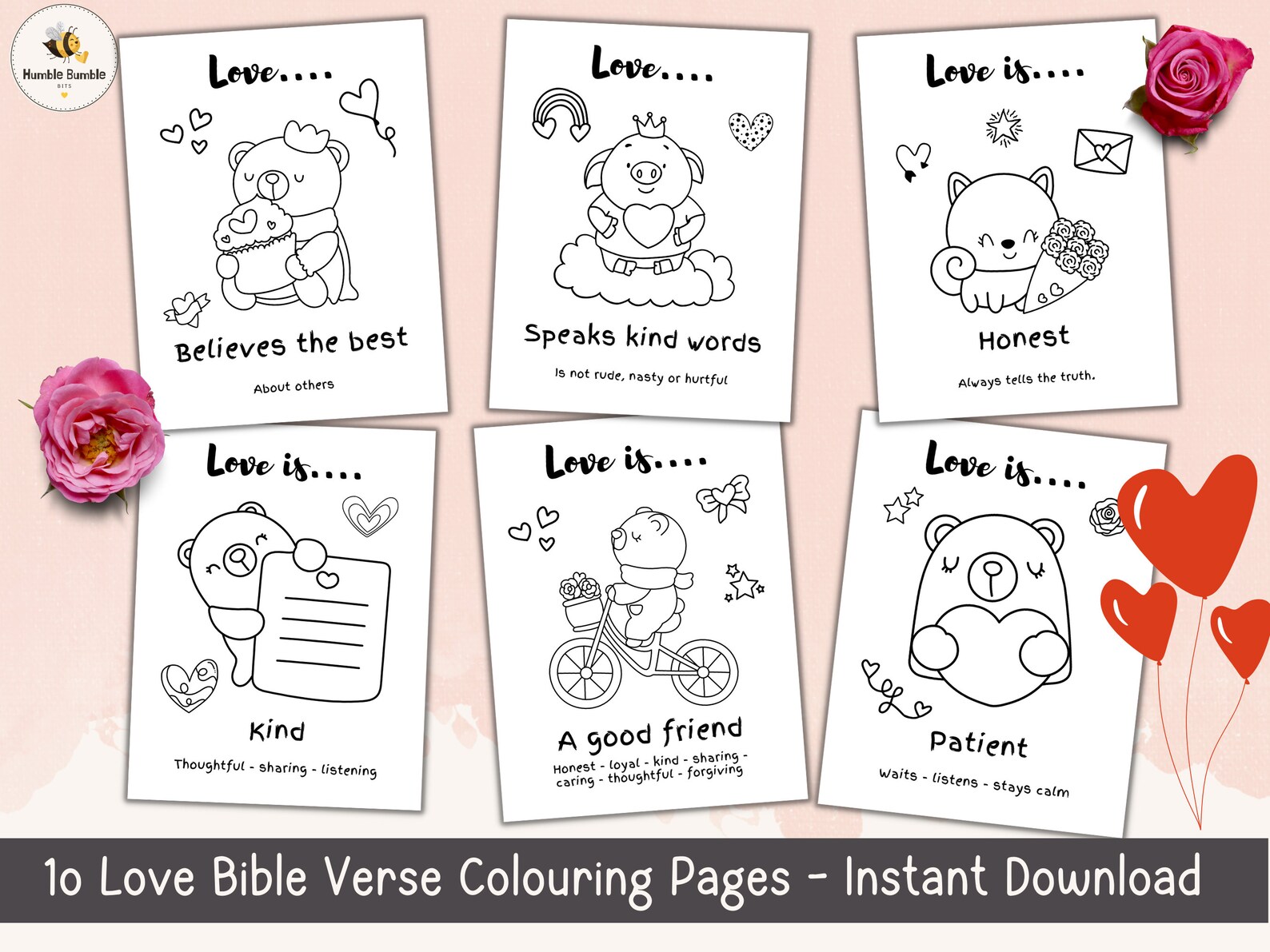 Bible Verse Valentines Colouring Pages for Kids, Christian Valentines ...