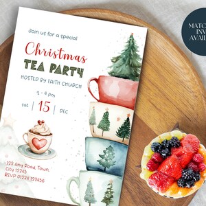 Cute Christmas Tea Party Menu Template | Christmas Menu Card ...