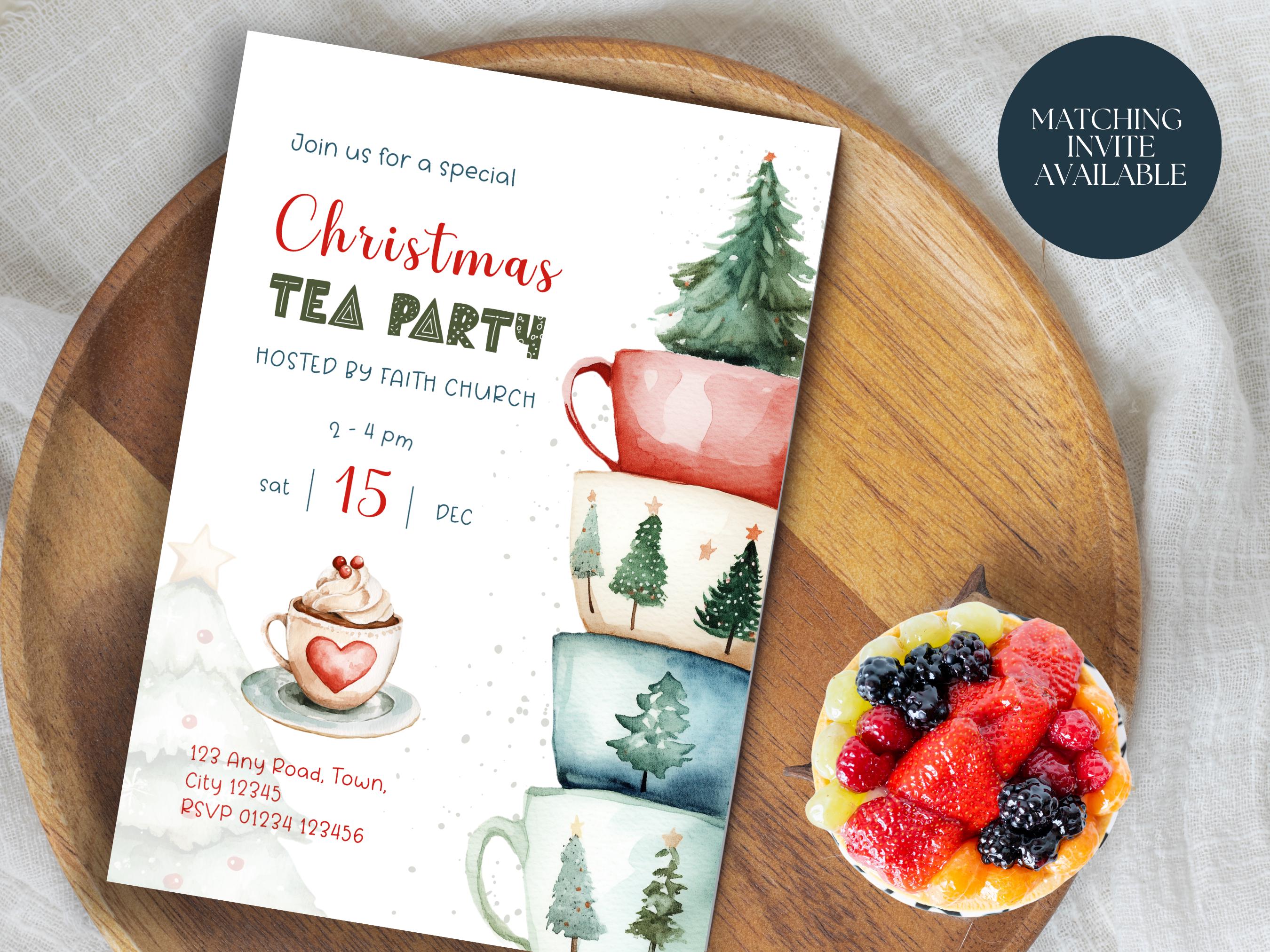 Cute Christmas Tea Party Menu Template | Christmas Menu Card ...