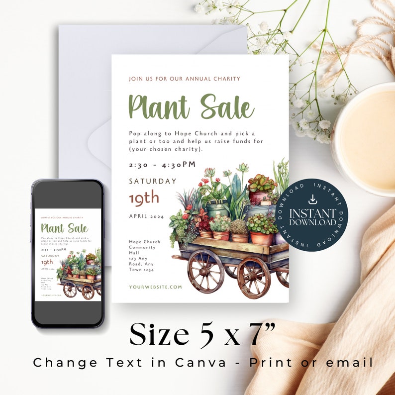 Plant Sale Flyer Template | Charity Event Editable Flyer | School PTA ...