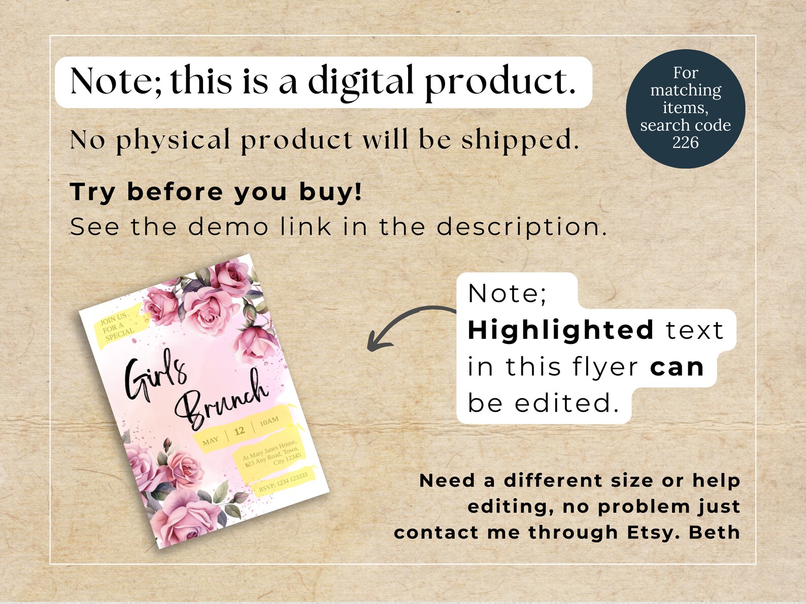 Girls Brunch Invitation Template Editable | Pink Floral Brunch Invite ...