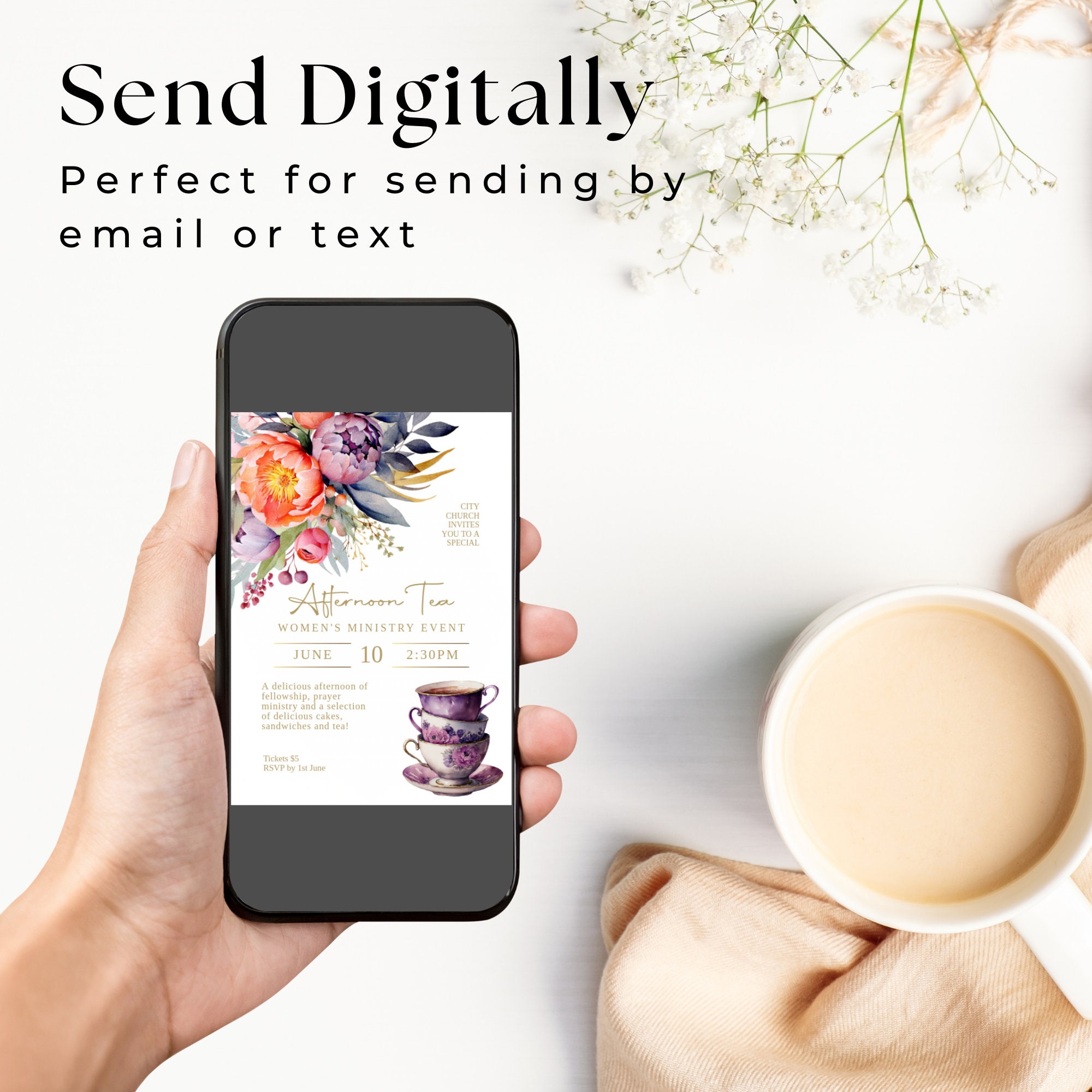 Editable Ladies Tea Party Event Flyer Womens Day Ministry Tea Party ...