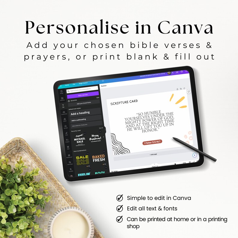 Editable Scripture Cards Bible Verse Card Prayer Card Encouragement ...