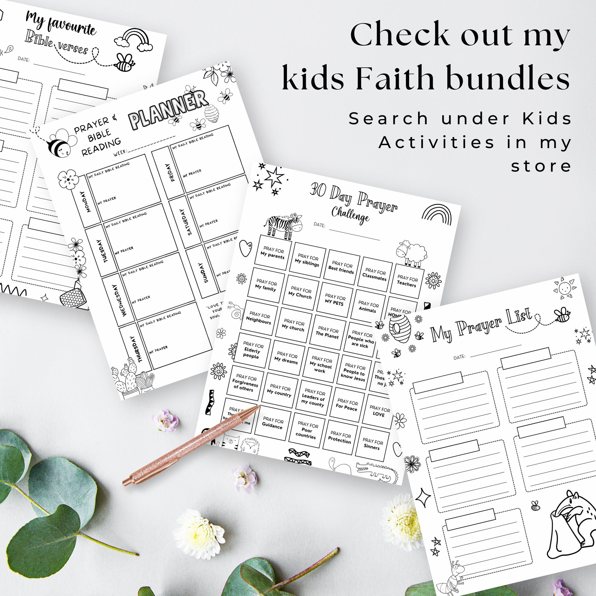 Coloring Daily Devotional for Kids, Faith Planner, Journal Page, Bible ...