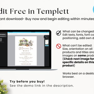 Afternoon Tea Menu Template | Editable Event Menu | Printable Menu ...