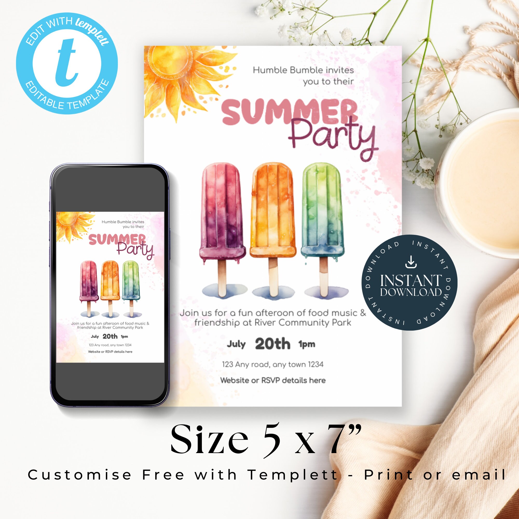 Summer Party Invite Template Church Summer BBQ Invitation Community ...