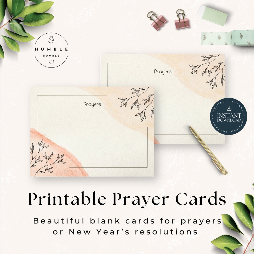 Printable Prayer Cards New Year Resolution Cards Memorial Cards ...