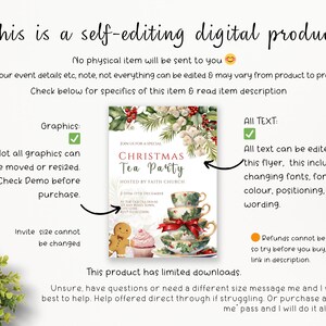 Christmas Tea Party Invite | Holiday Invitation Template | Editable ...