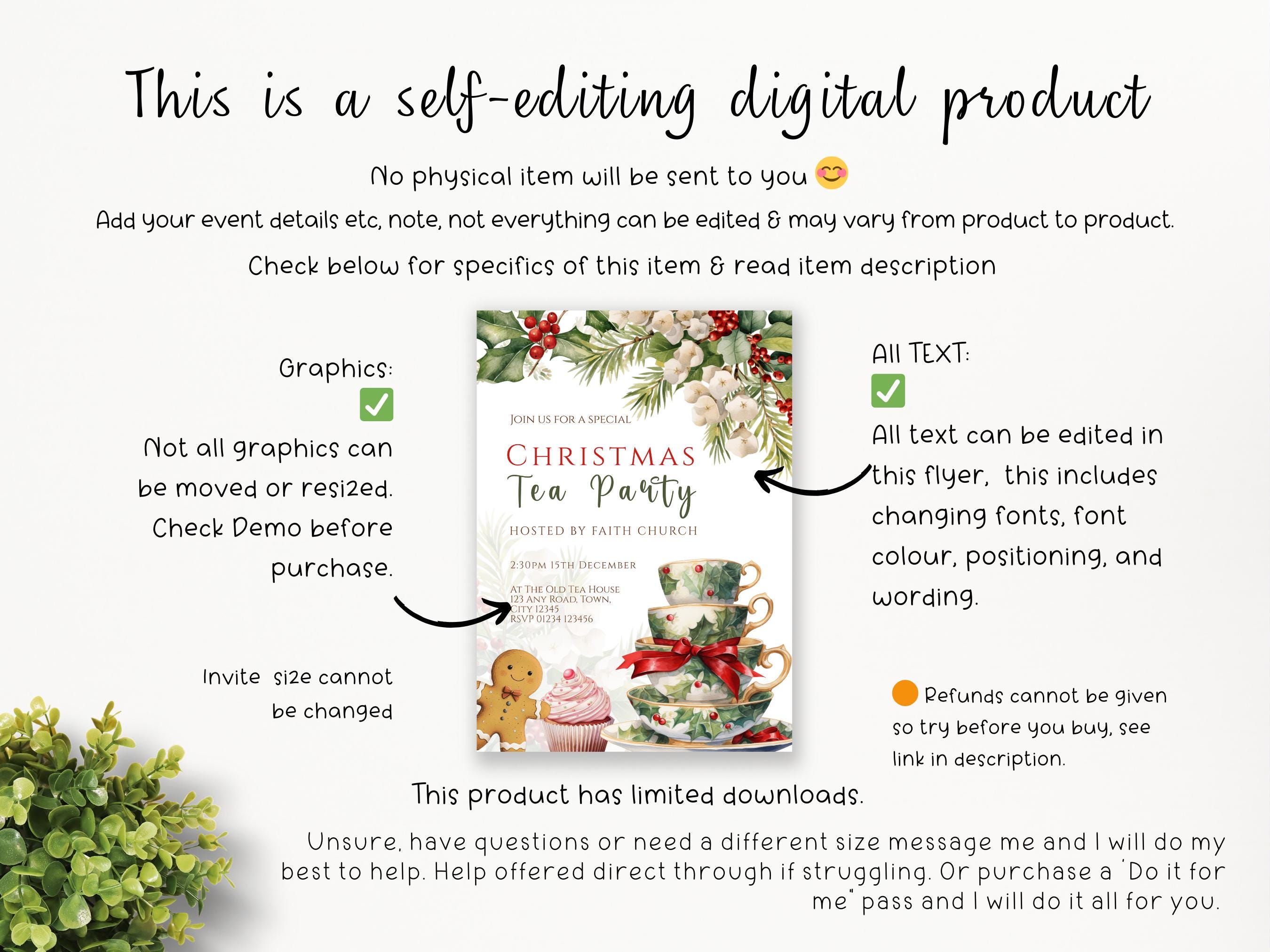 Christmas Tea Party Invite | Holiday Invitation Template | Editable ...