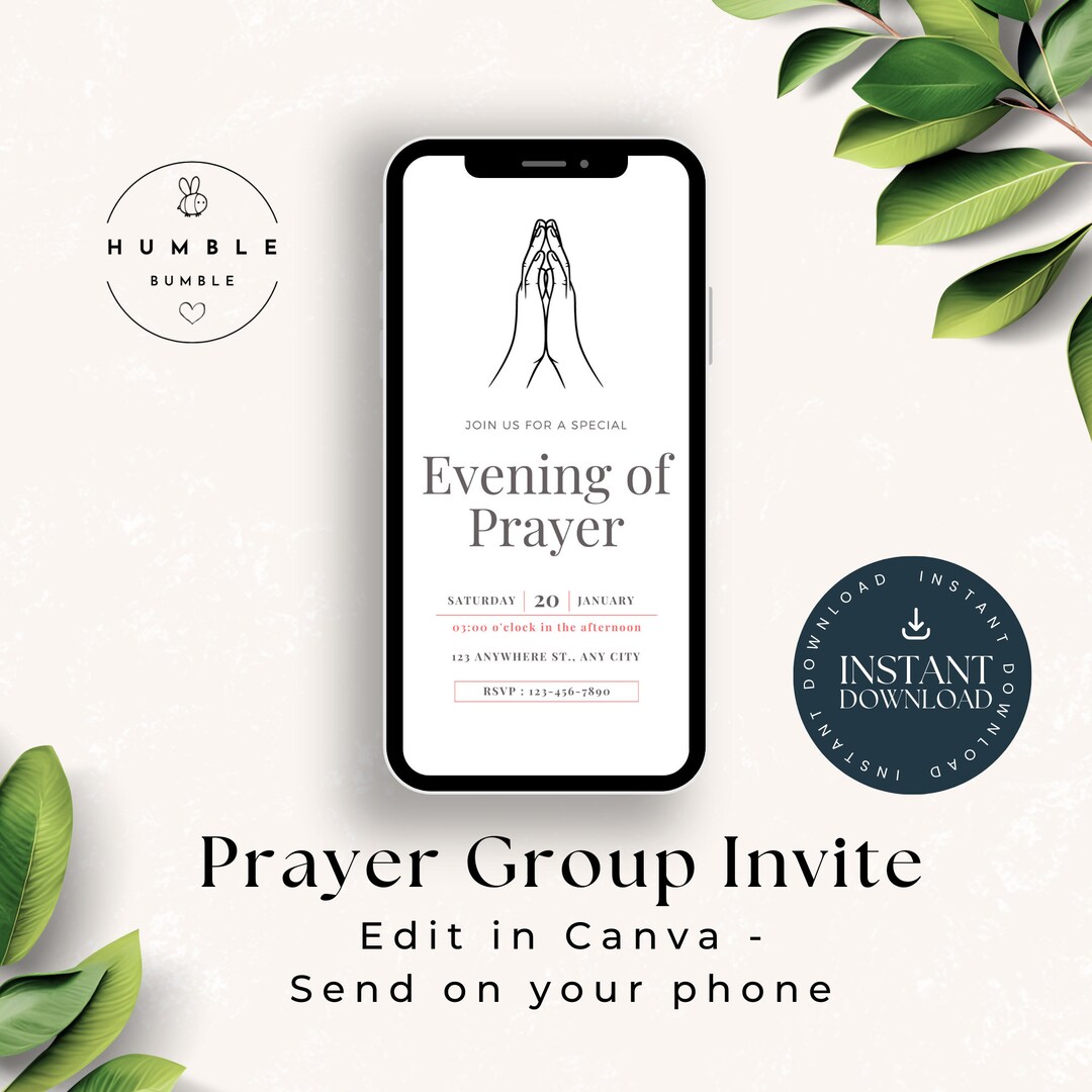 Prayer Event Editable Phone Invite Bible Study Invite Editable ...