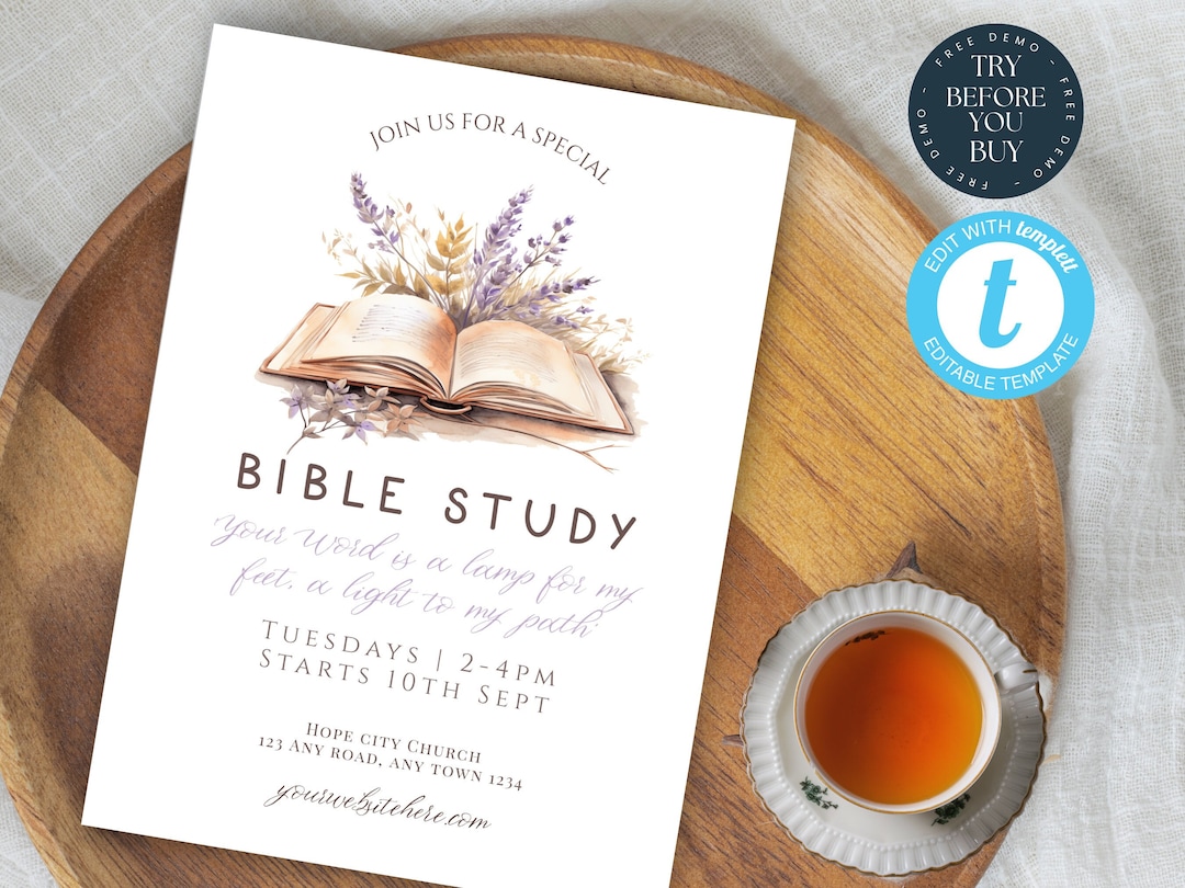 Bible Study Invite | Church Group Invite | Christian Book Club | Women’s Group Event | Editable ...