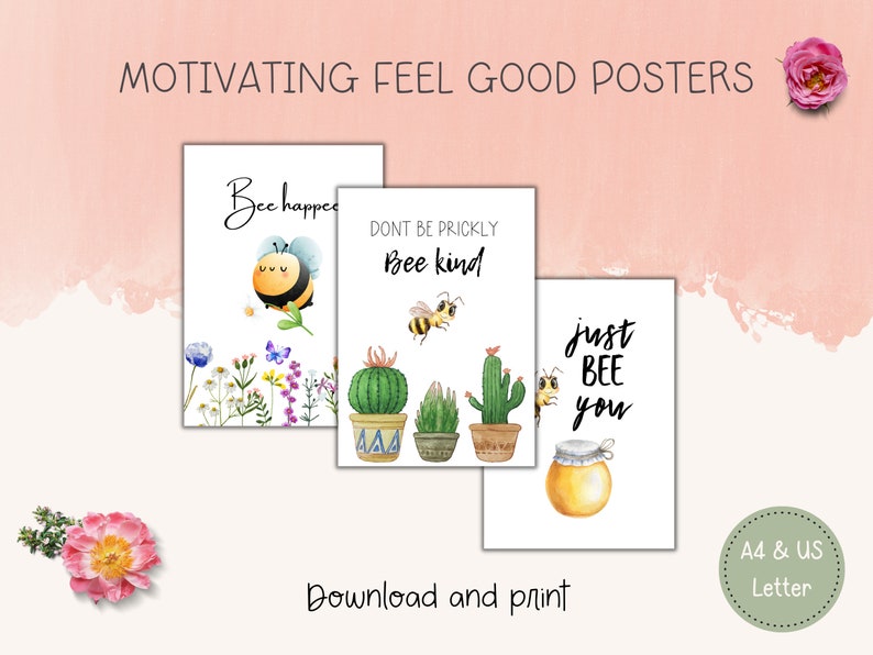 Motivating Printable Posters Bee Themed Posters Printable - Etsy