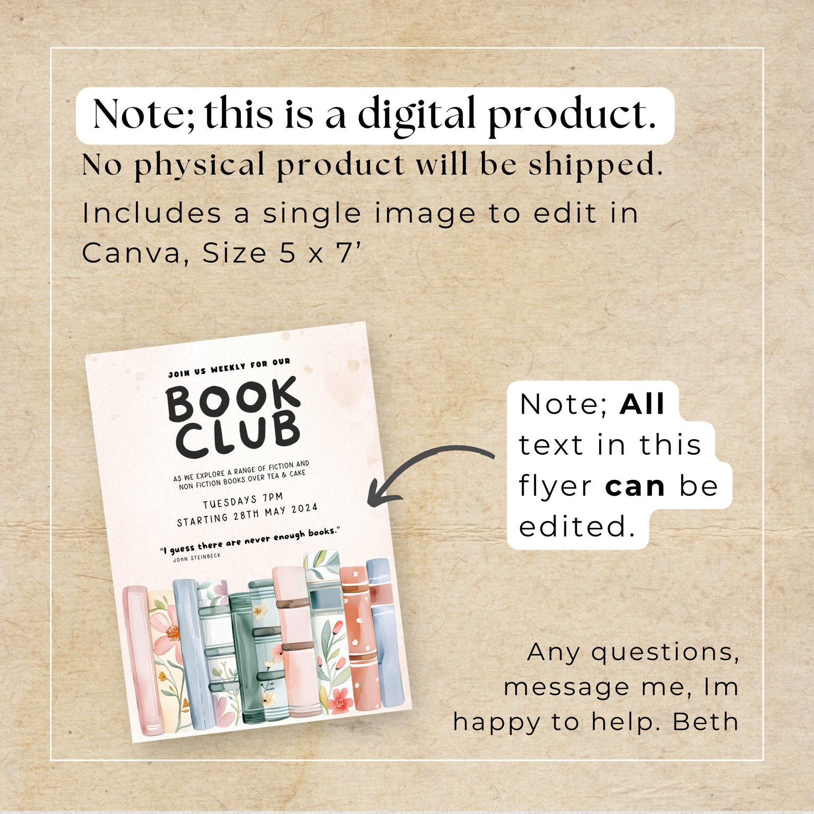 Editable Book Club Invite Vintage Book Club Invitation Book Party Flyer ...