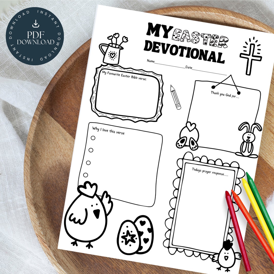 Easter Coloring Devotional Activity Worksheet for Kids, Devotional ...