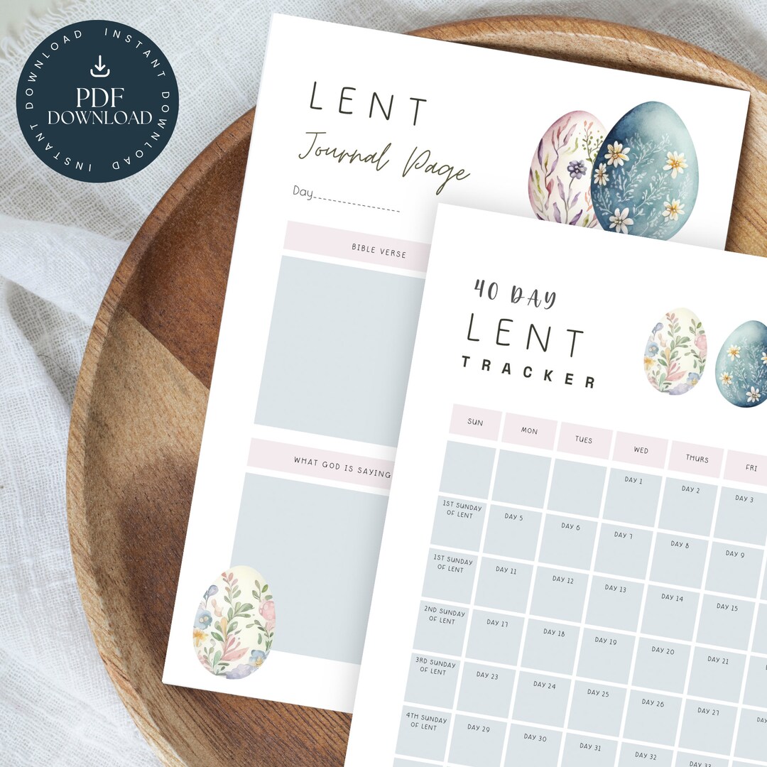 Eggs Lent Prayer Journal & Calendar | Printable Lent Tracker ...