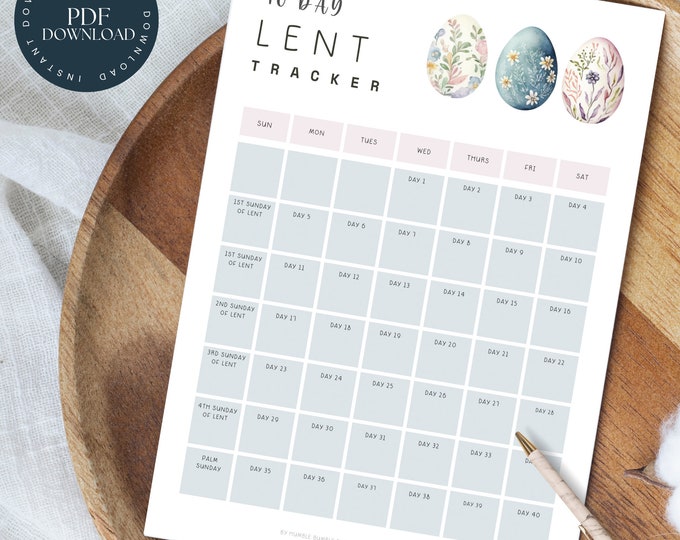 Lent Tracker 2025, Lent Countdown Guide, 40 Day Lenten Calendar, Adult ...