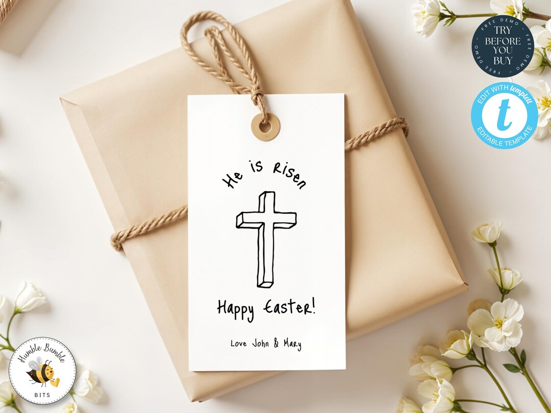 He is Risen Easter Gift Tags - Printable Easter Gift Tags - Christian ...