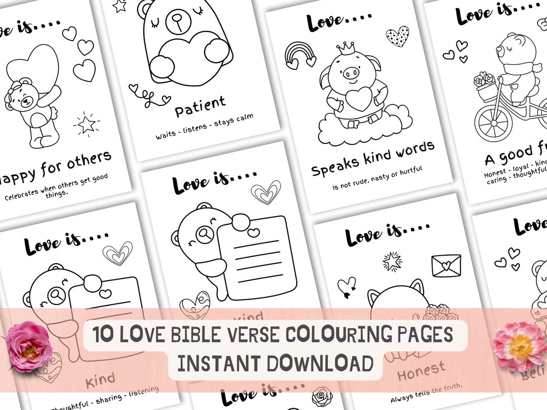 Love Bible Verse Colouring Activity for Kids, Valentines Colouring ...