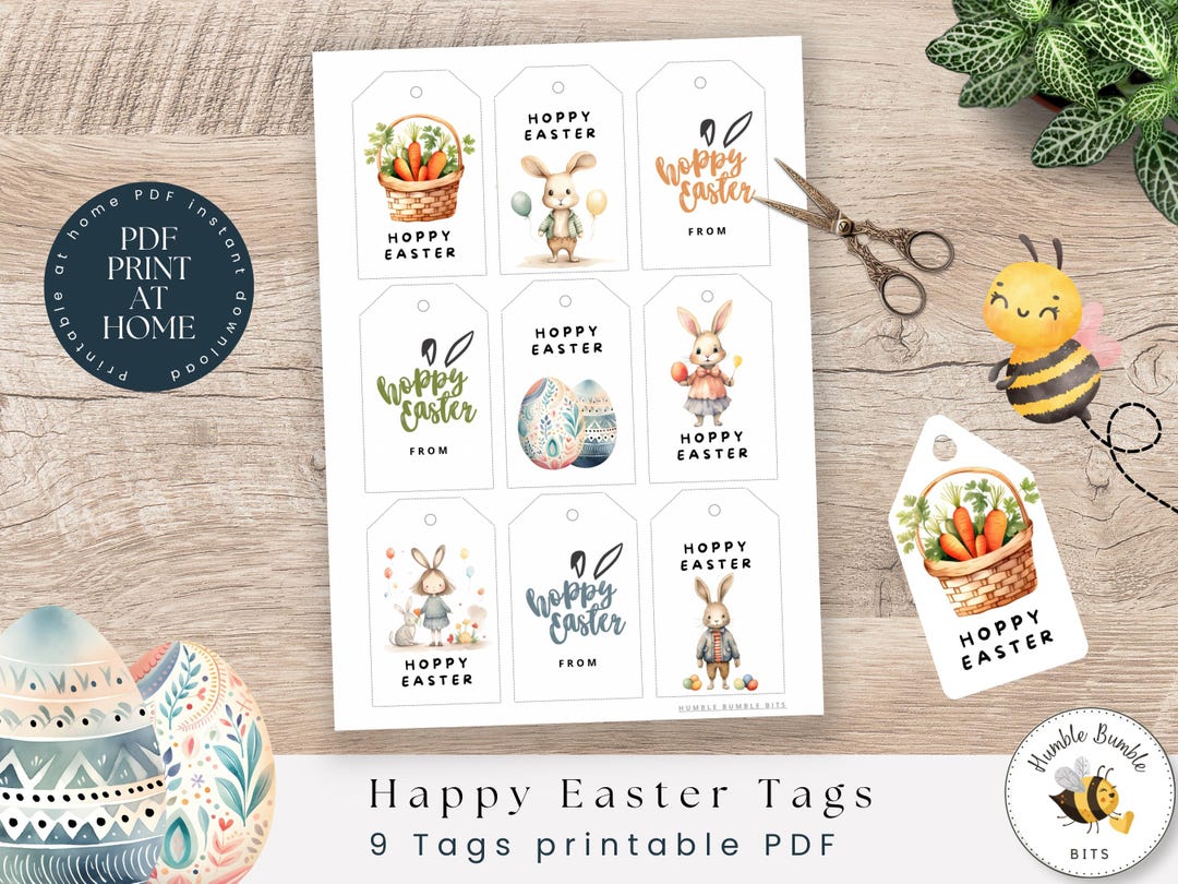 Hoppy Easter Gift Tags - Printable Easter Tags - Easter Activity for ...