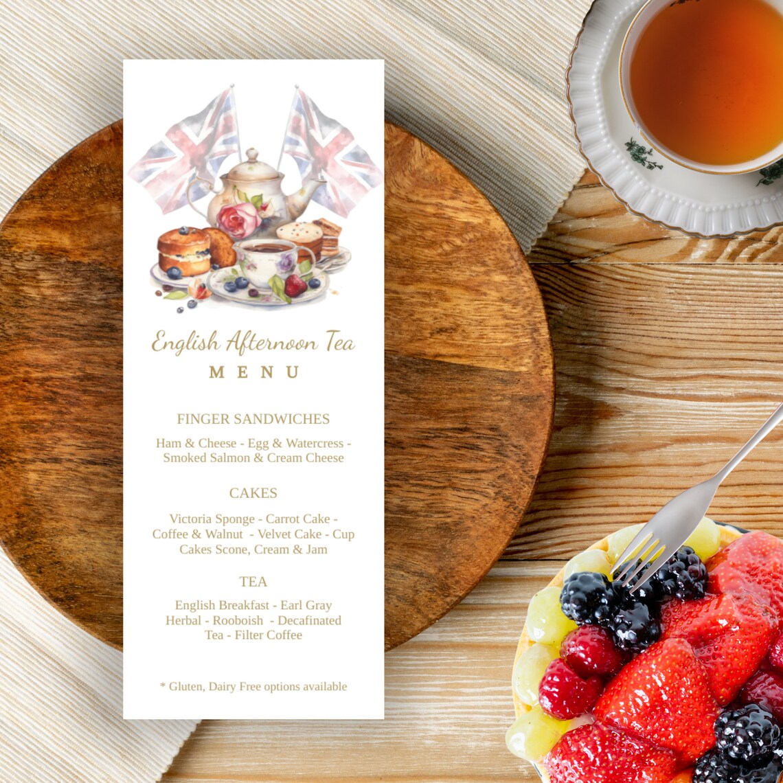 English Afternoon Tea Menu Template Editable High Tea Menu Printable ...
